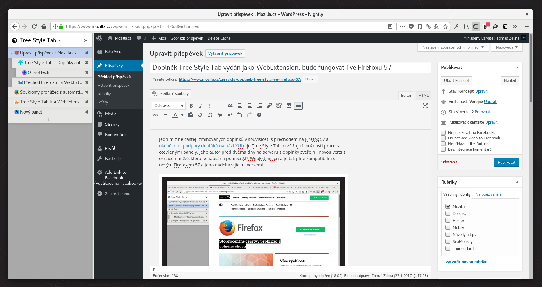 Doplněk Tree Style Tab vydán jako WebExtension, bude fungovat i ve ...